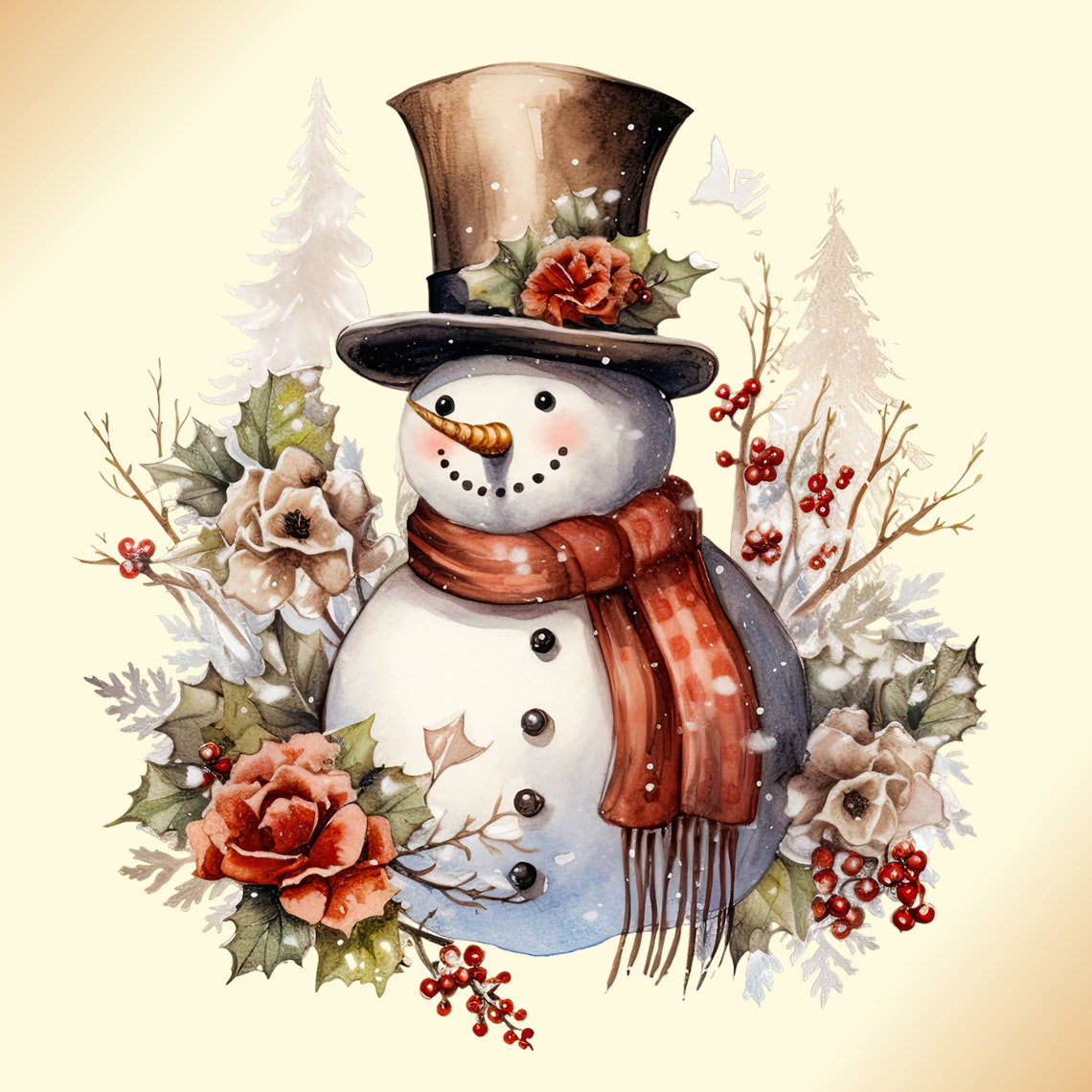 Watercolor Snowman Clipart, Christmas Snowman Clipart, Winter Holidays ...