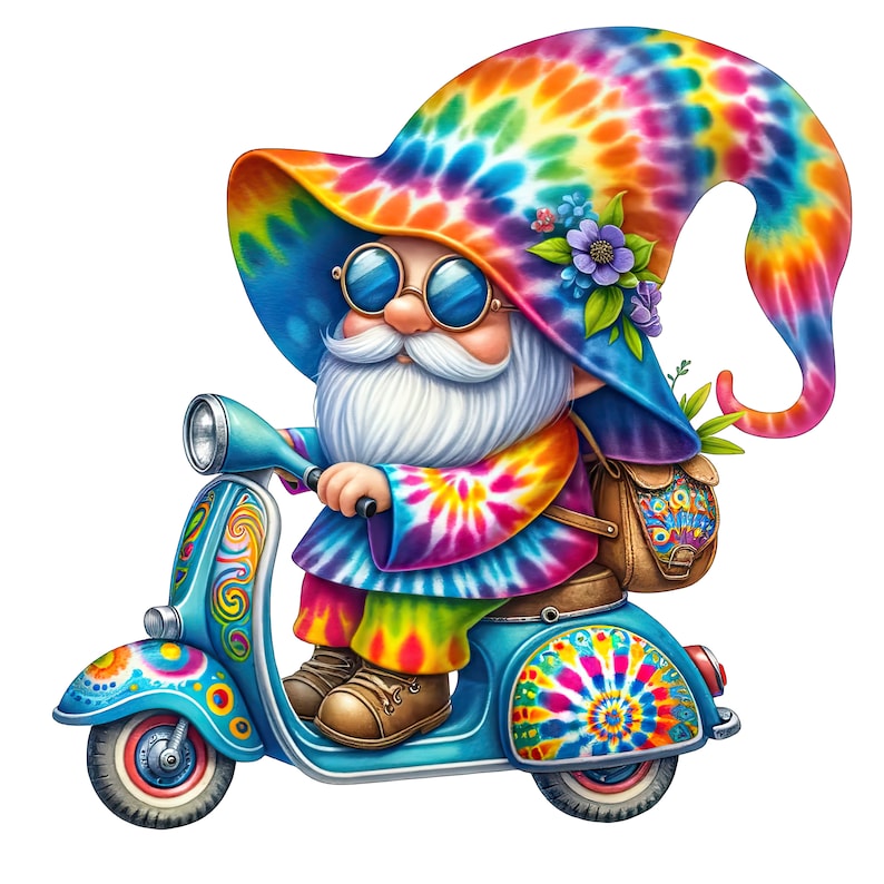 Hippie Gnome Clipart, Hippy Clipart, Hippy Gnome Png, Colorful Gnomes ...
