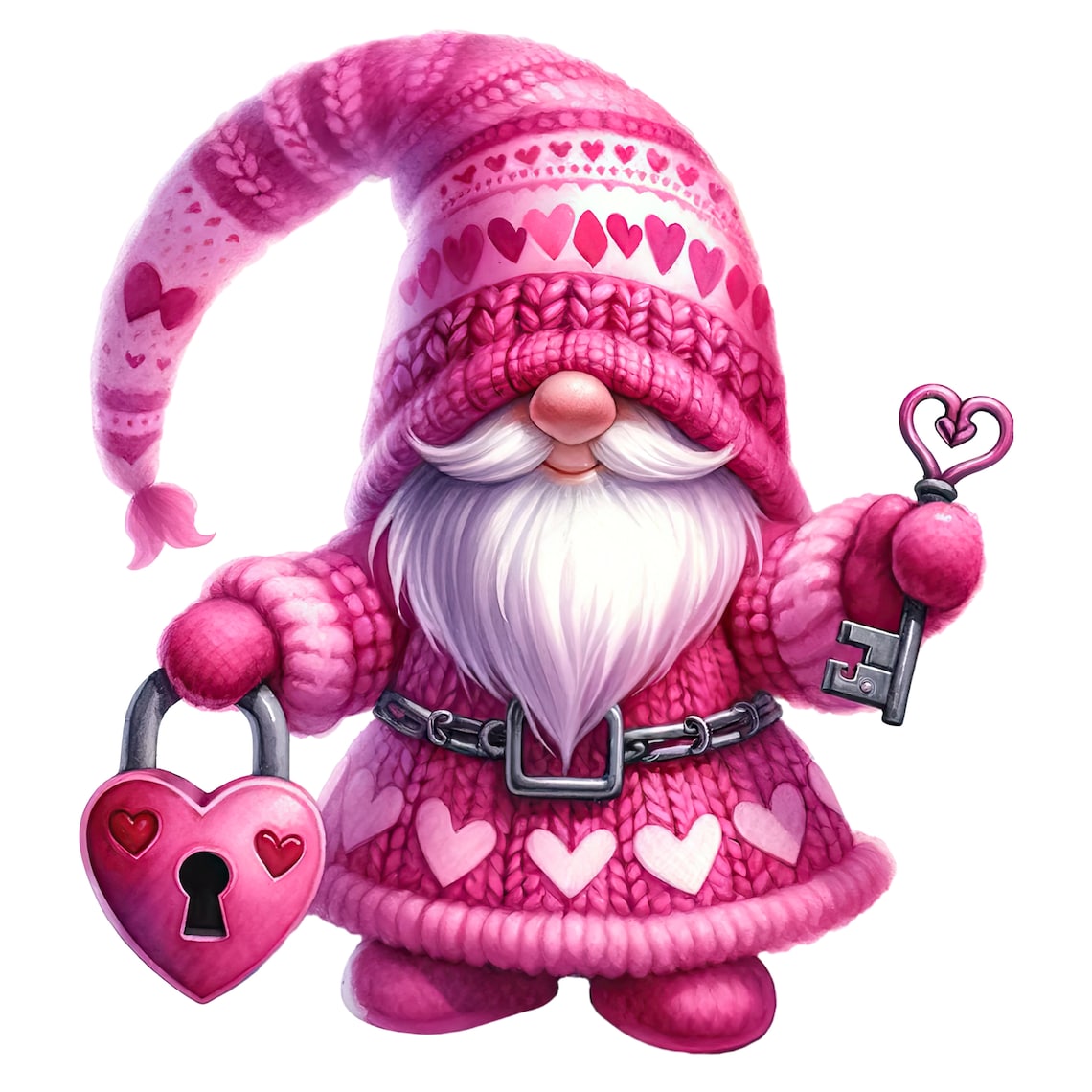 Watercolor Valentines Gnomes Clipart, Valentine Gnome Clipart, Gnome ...