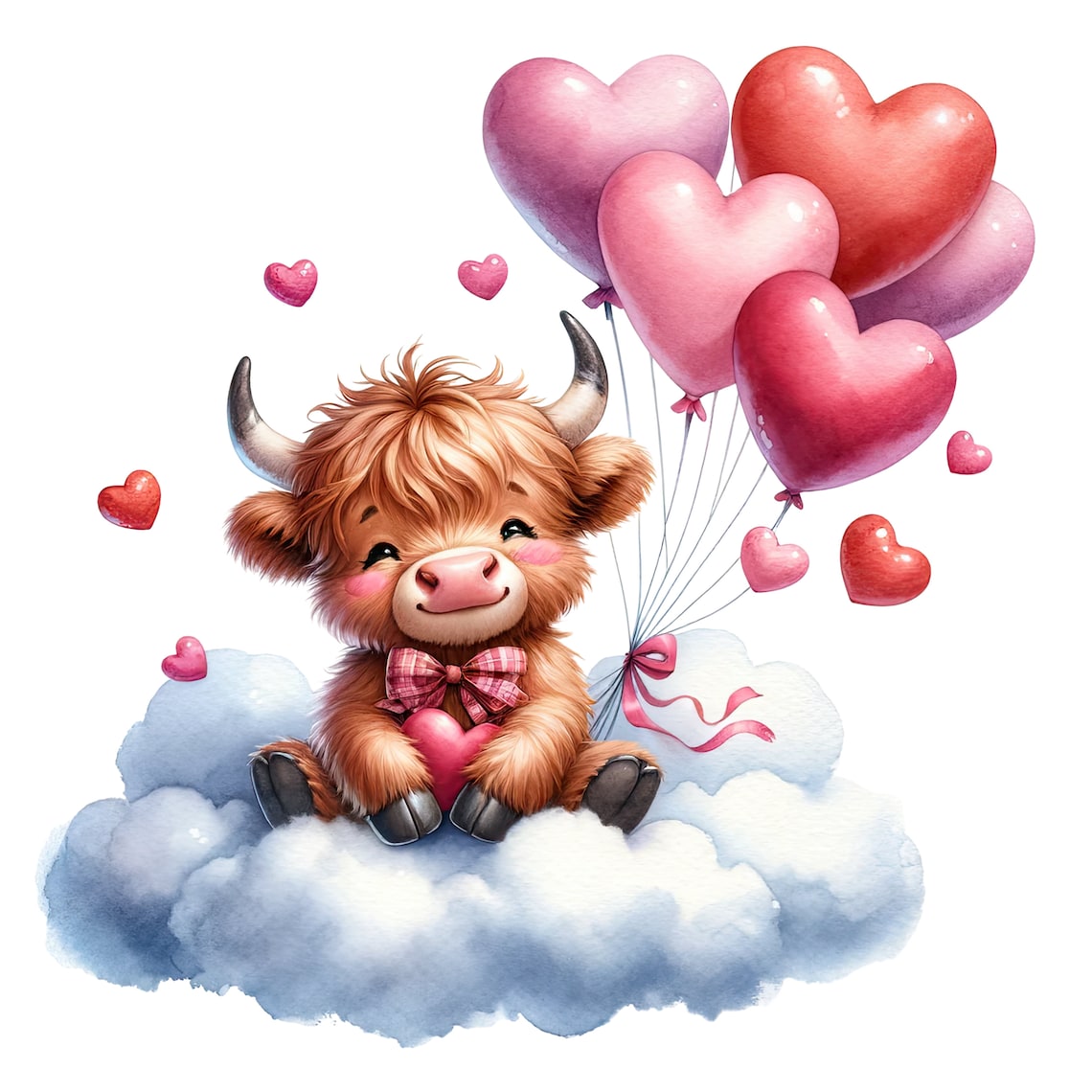 Valentines Highland Cow Clipart, Highland Cow Png,valentines Day ...