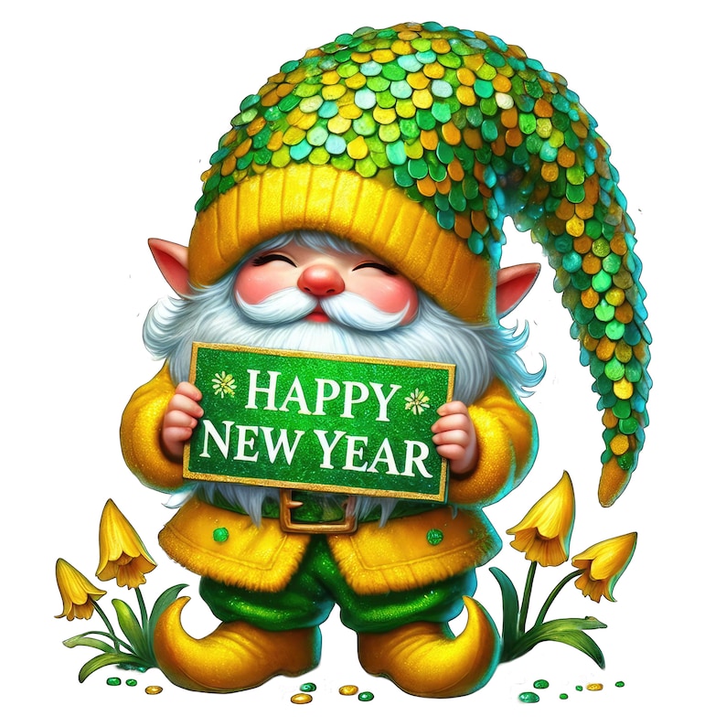 Happy New Year Gnome Clipart, Cute Gnome Png, New Year Clipart, New ...
