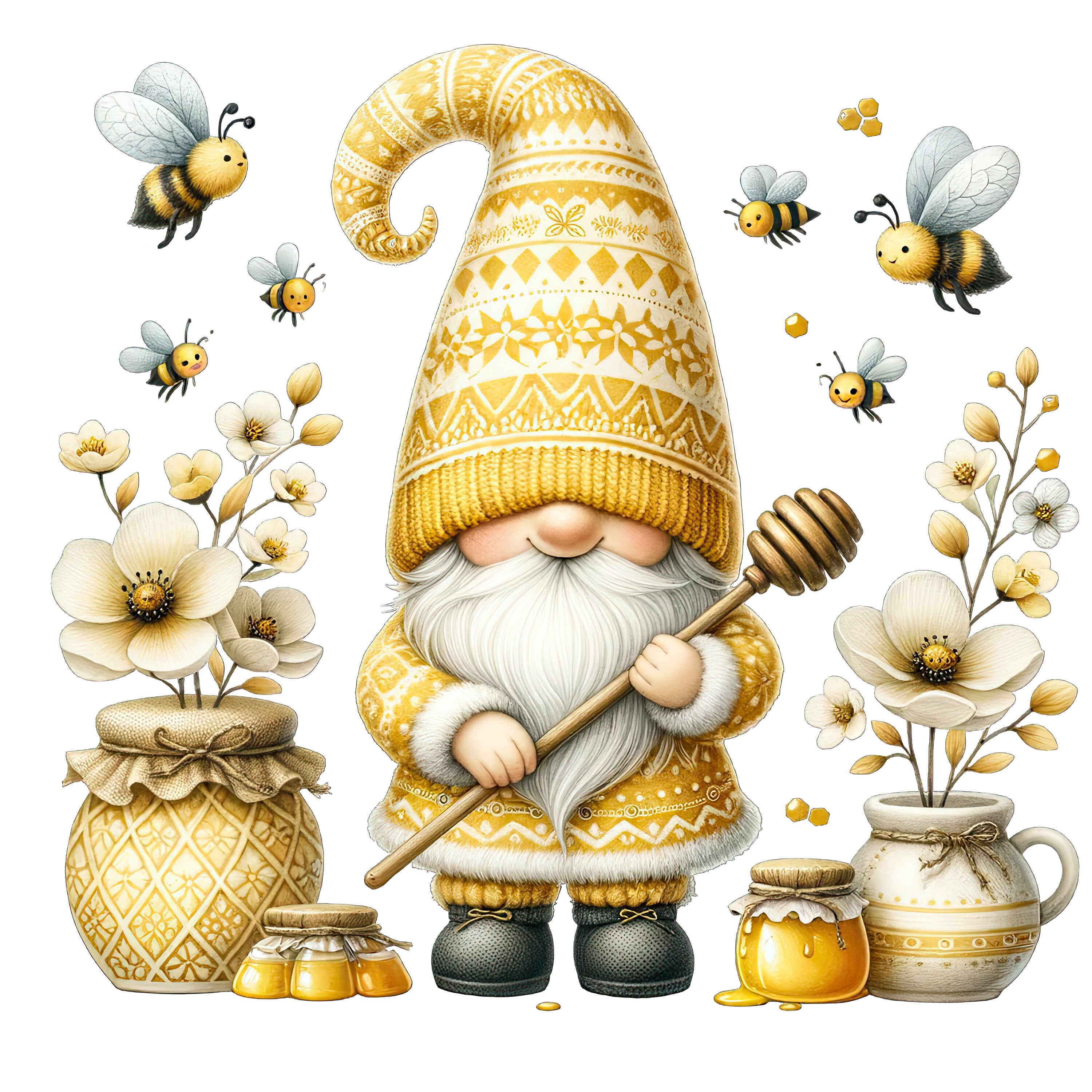 Watercolor Bee Gnome Clipart, Spring Gnome Png, Bee Clipart, Bee Gnome ...