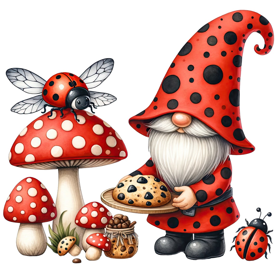Ladybug Gnome Clipart, Spring Gnome Png, Cute Ladybug PNG, Ladybug ...