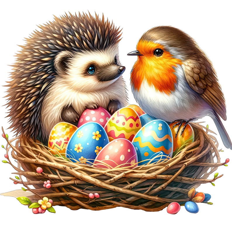 Easter Hedgehog Clipart, Hedgehog Easter Eggs, Spring Hedgehog Clipart ...