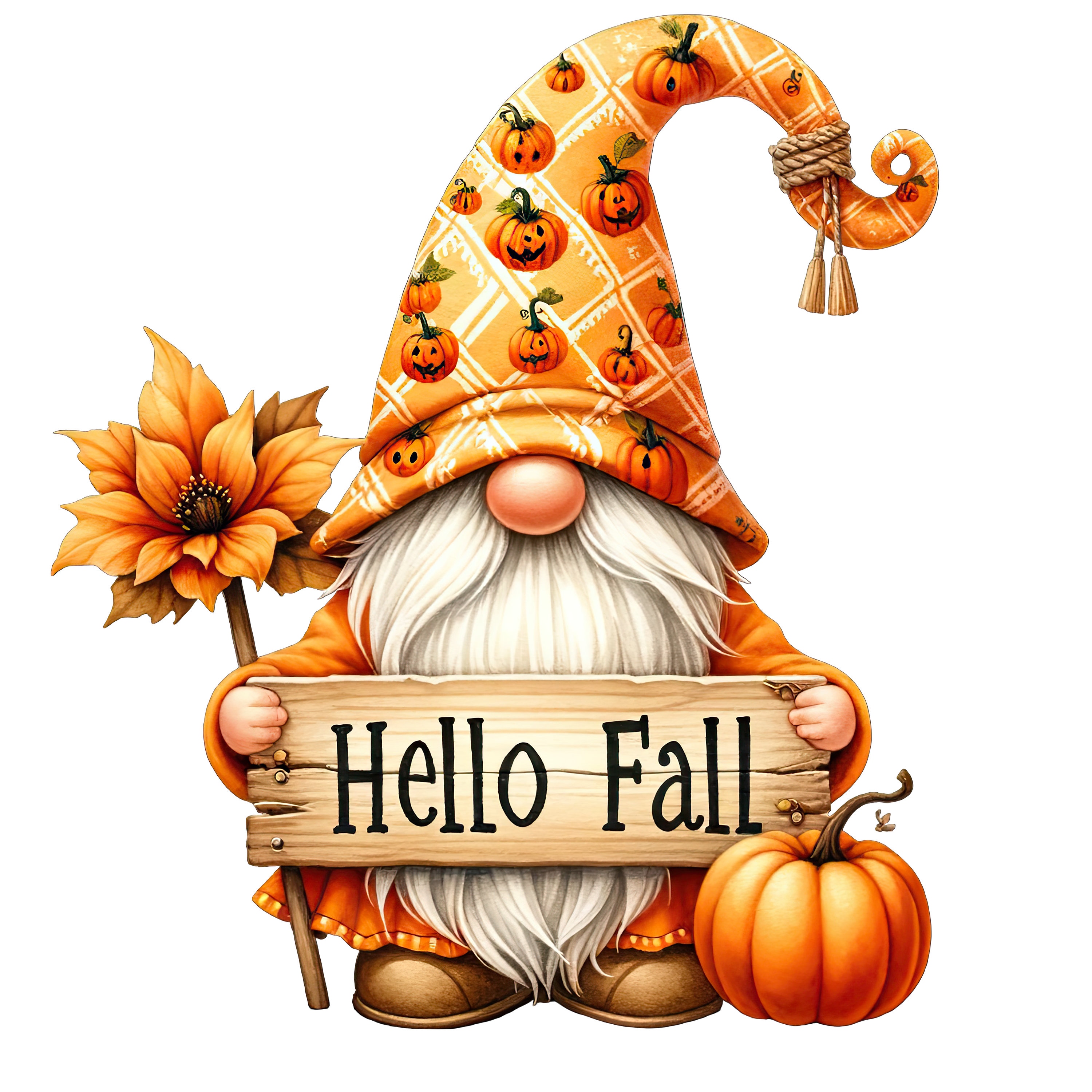 Autumn Gnome Clipart, Fall Season PNG Bundle, Watercolor Cute Gnomes ...