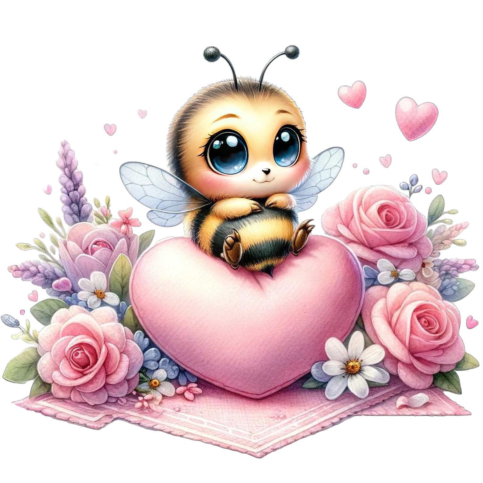 Watercolor Valentine Bee Clipart, Cute Bee Clipart, Baby Bee Png, Cute ...