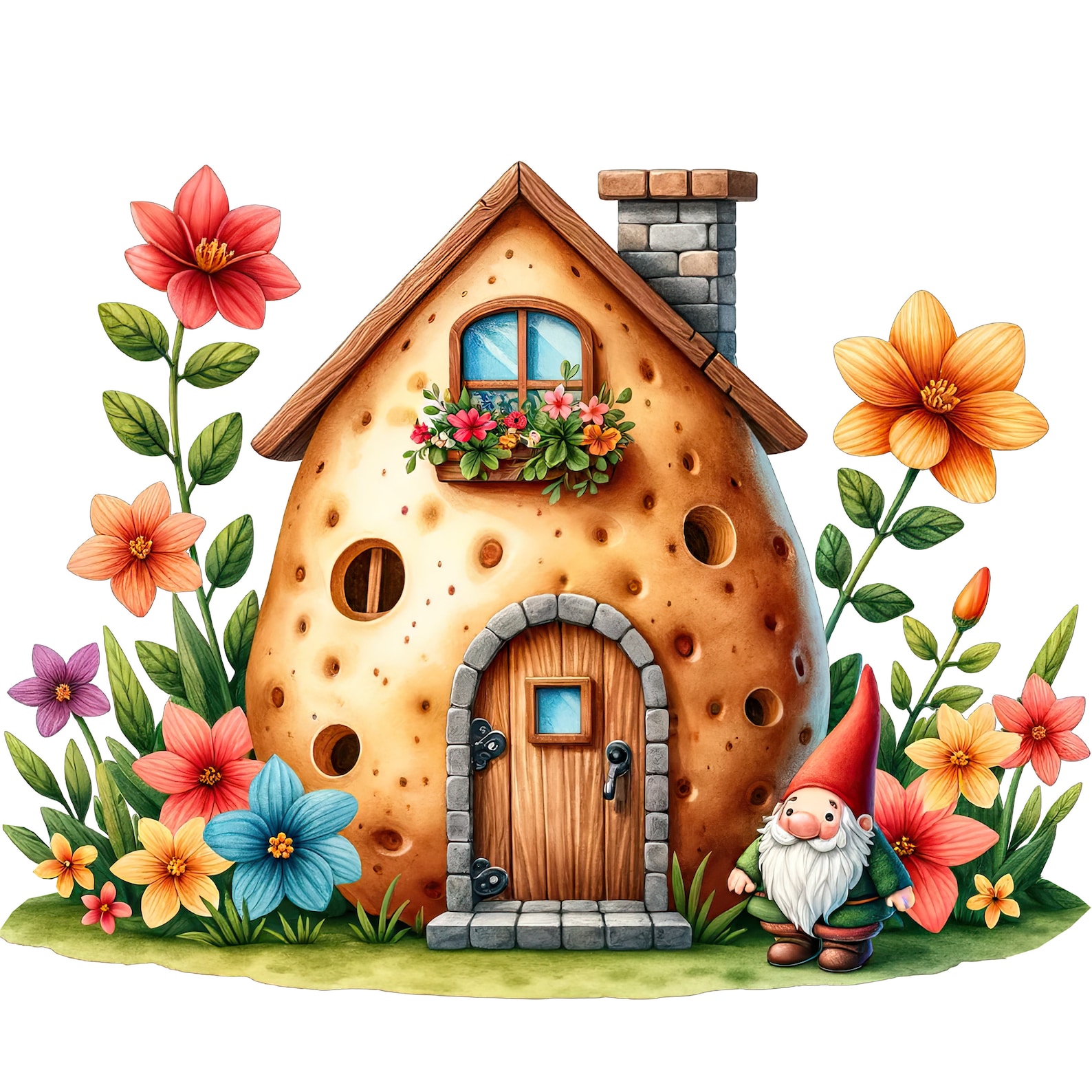 Gnome House Clipart, Gnome House Art, Gnome Graphics, Houses Png, Gnome ...