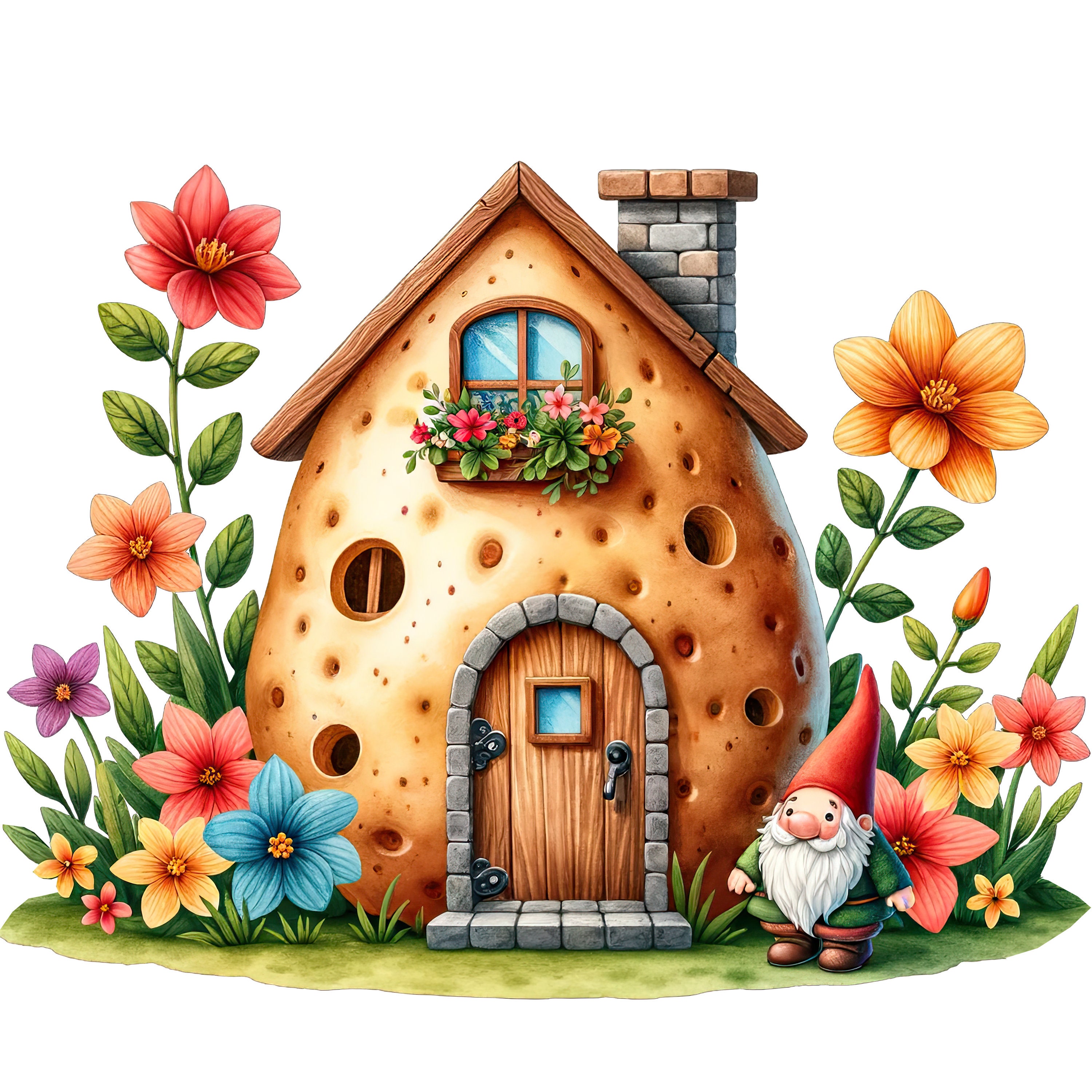Gnome House Clipart, Gnome House Art, Gnome Graphics, Houses Png, Gnome ...