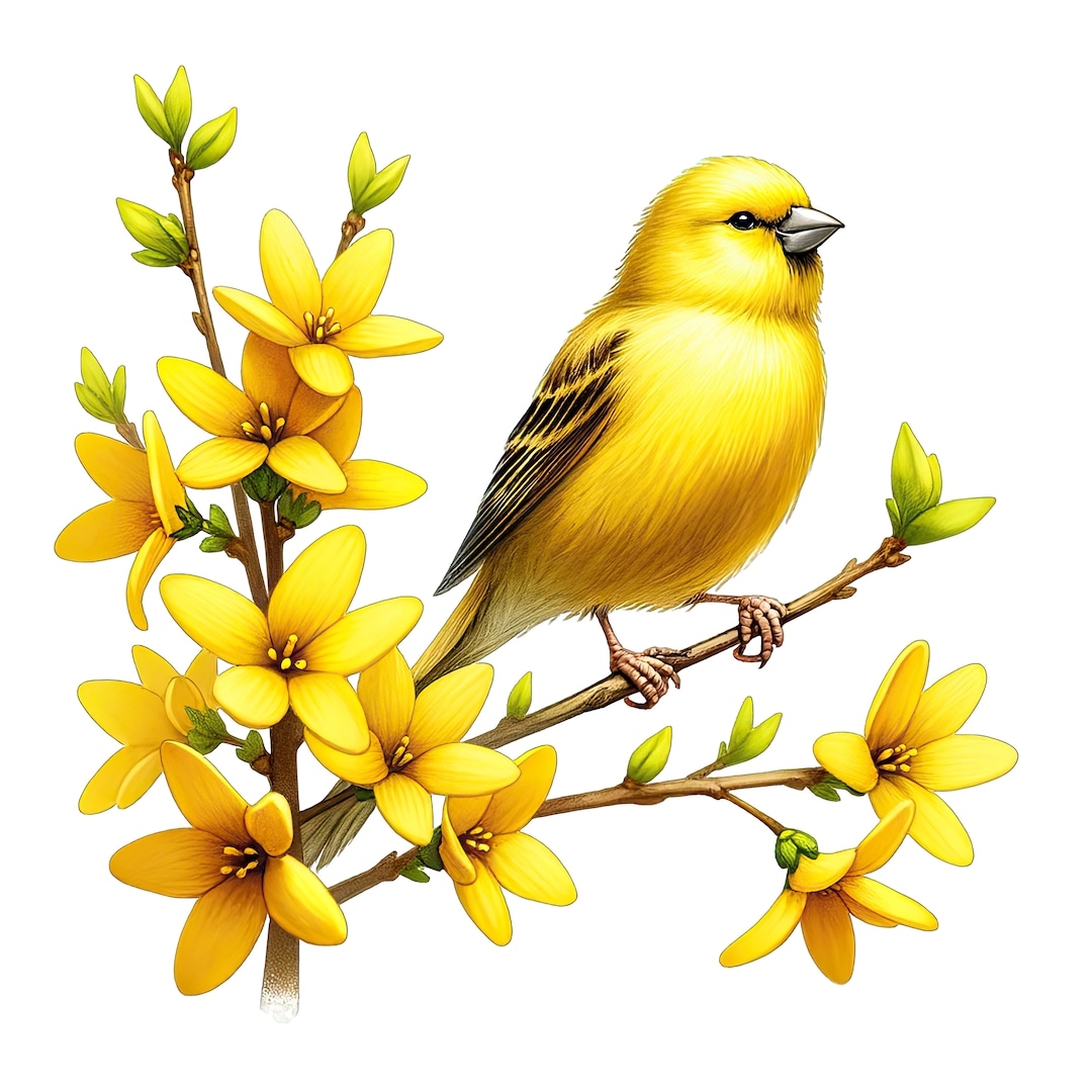 Floral Bird Clipart: Flower Branch PNG Graphics (digital Download) - Etsy