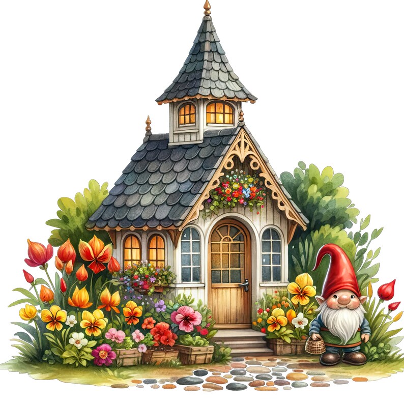 Gnome House Clipart, Gnome House Art, Gnome Graphics, Houses Png, Gnome ...