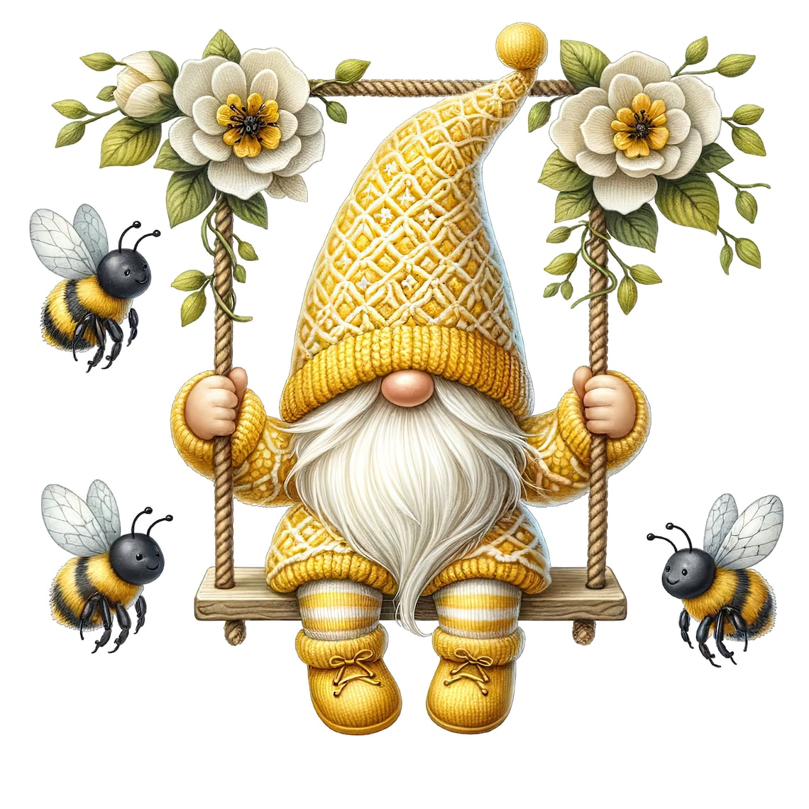 Watercolor Bee Gnome Clipart, Spring Gnome Png, Bee Clipart, Bee Gnome ...