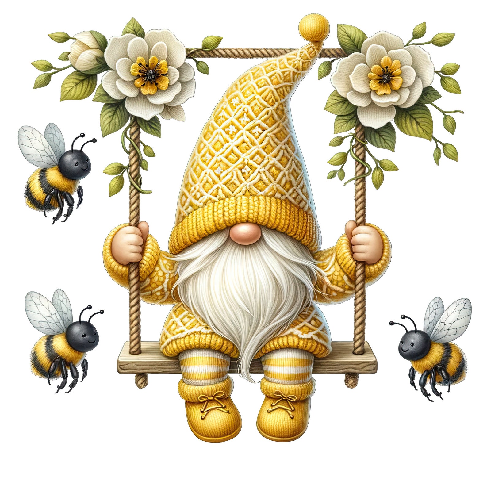 Watercolor Bee Gnome Clipart, Spring Gnome Png, Bee Clipart, Bee Gnome ...