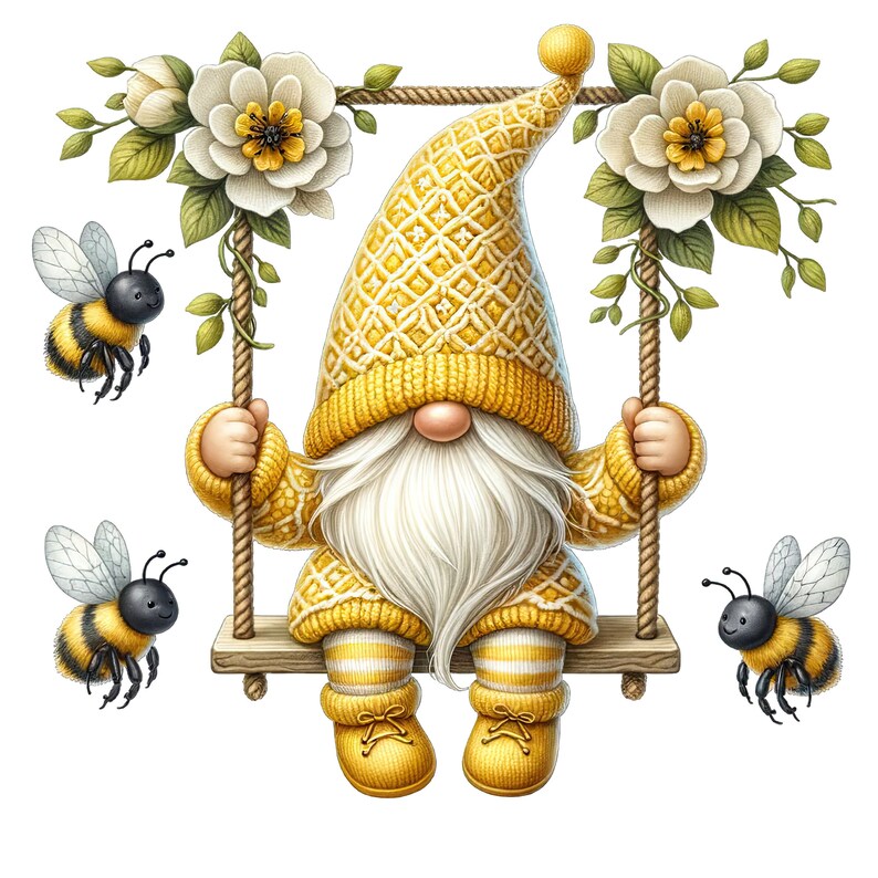Watercolor Bee Gnome Clipart, Spring Gnome Png, Bee Clipart, Bee Gnome ...
