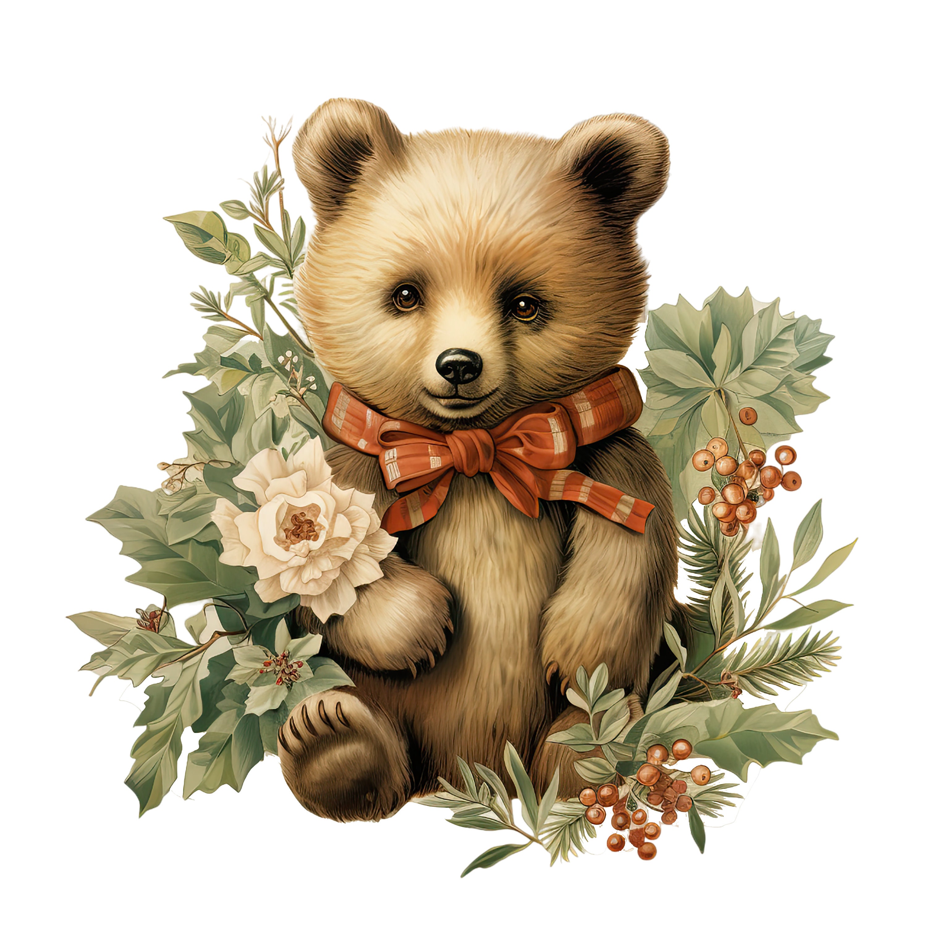 Watercolor Christmas Bear Clipart, Clipart Teddy, Christmas Bear ...