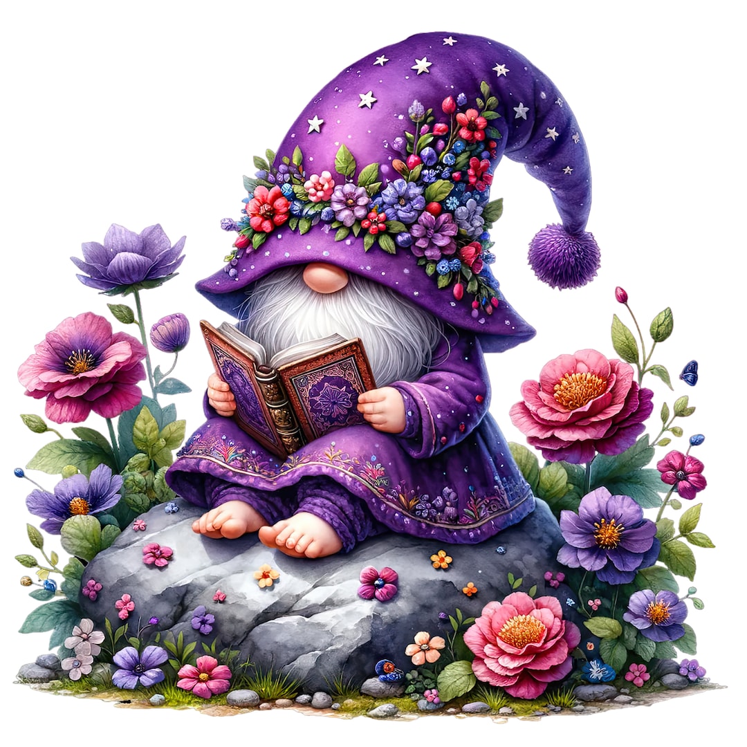 Watercolor Garden Gnome Clipart: Spring Nursery PNG (digital Download ...