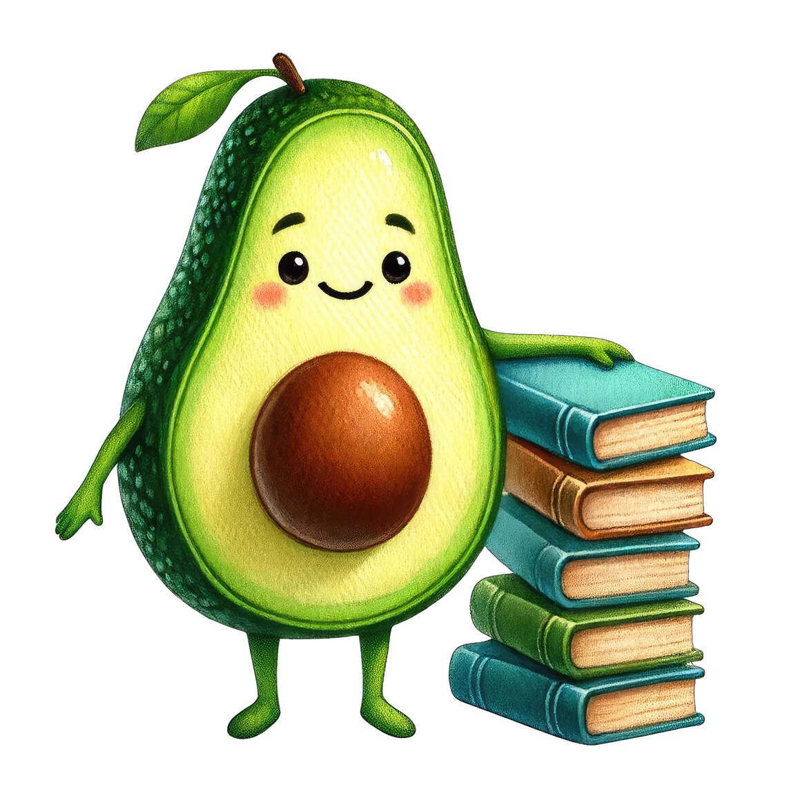 Cute Avocado Clipart, Kawaii Avocado, Watercolor Avocado, Avocado ...
