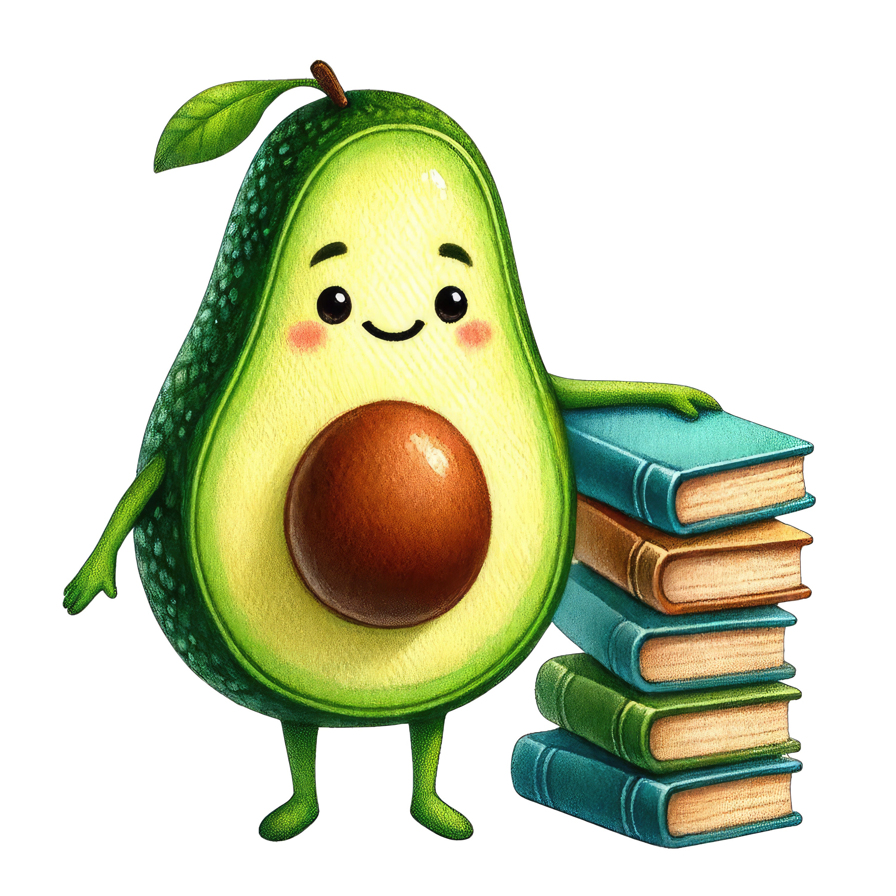 Cute Avocado Clipart, Kawaii Avocado, Watercolor Avocado, Avocado ...