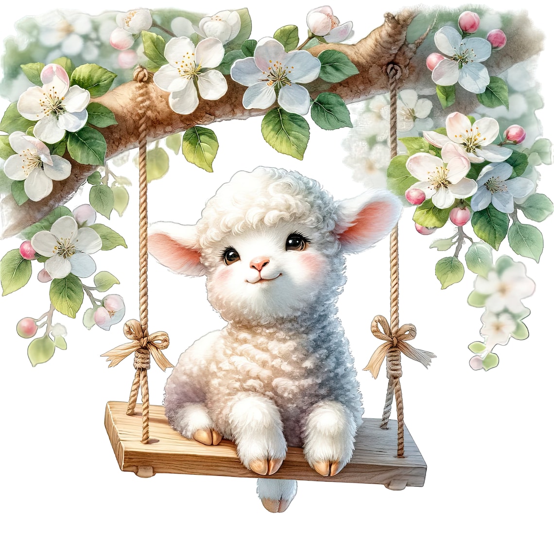 Watercolor Lamb Clipart: Spring Easter PNG Graphics (digital Download ...