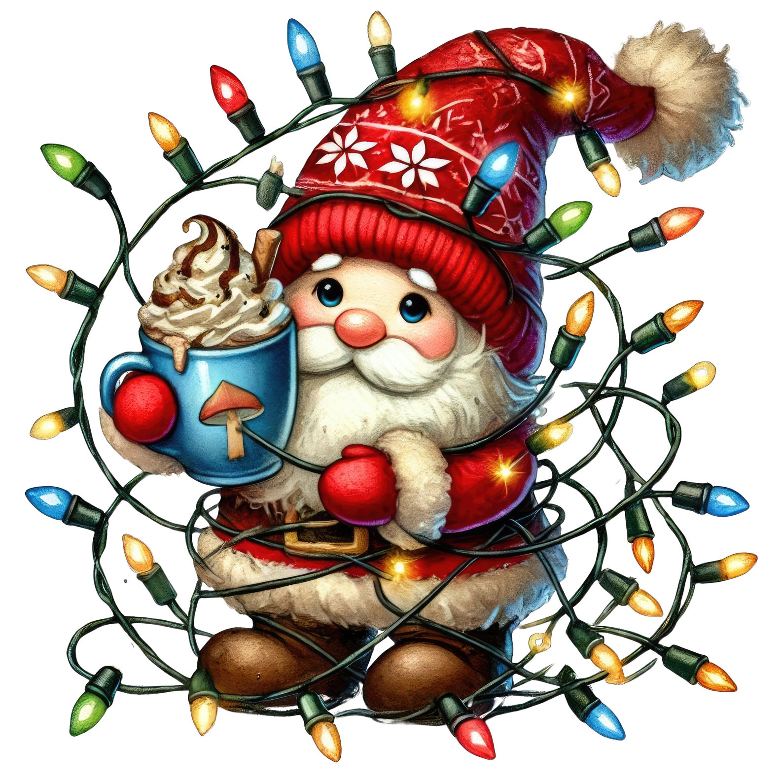 Christmas Gnomes Clipart, Festive Gnomes Clipart, Hot Cocoa Gnome ...