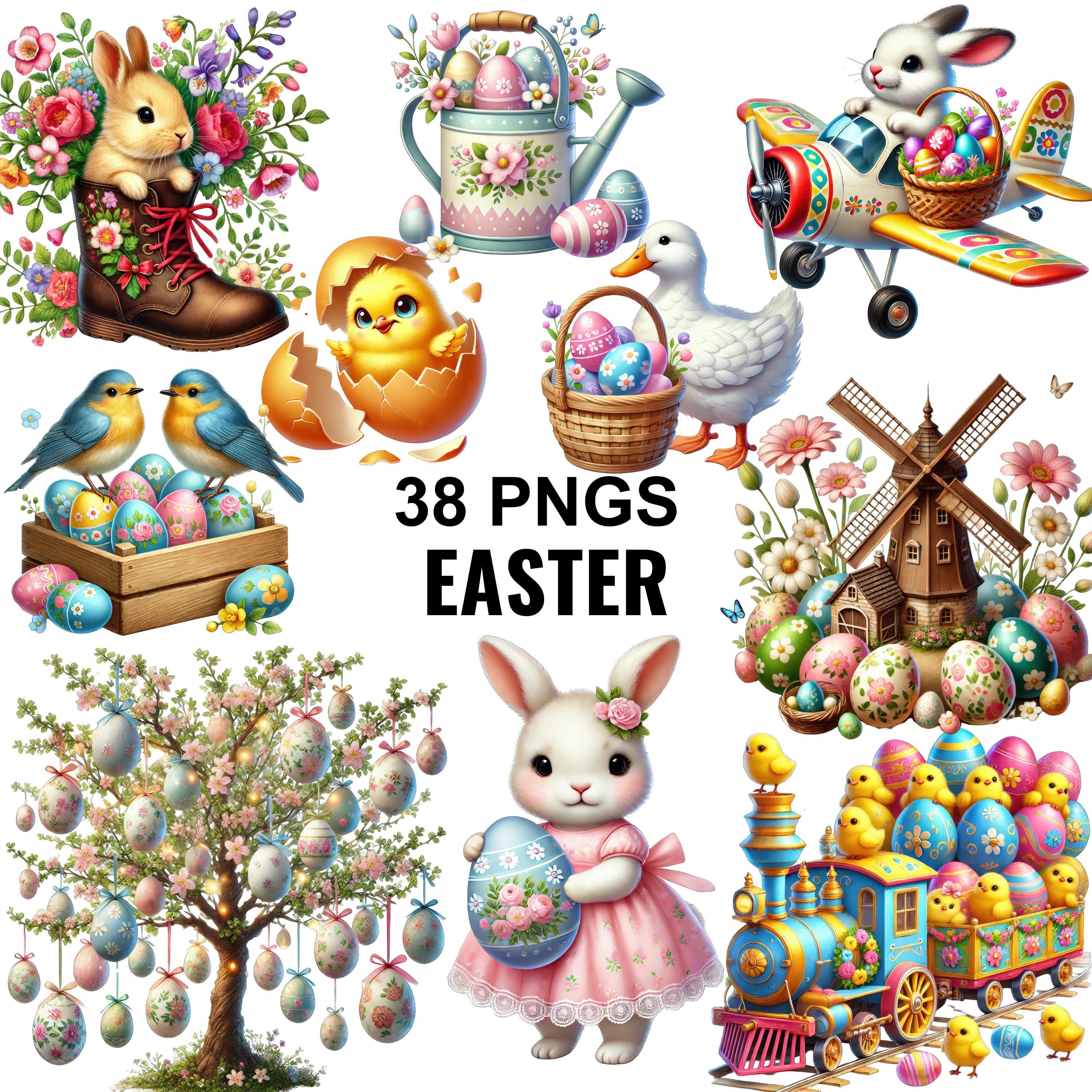 Easter Clipart,easter Spring Png,easter Clipart Bundle,easter Egg,cute ...