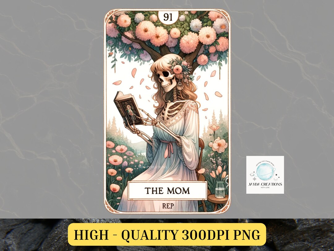 The Mom Reading Funny Tarot Card PNG, Woman Skeleton Mother Sublimation ...