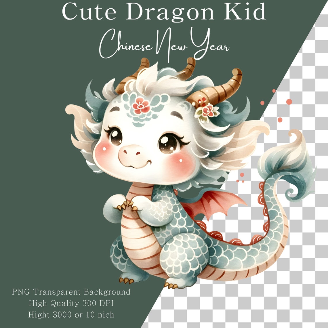 Cute Dragon Clipart, Dragon Kids, Dragon Watercolor Clipart, Lion Dance ...