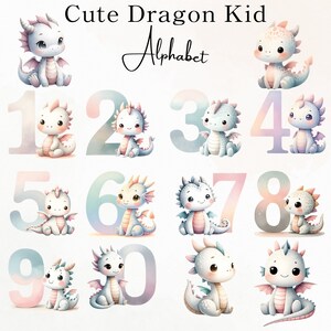 Dragon Alphabet and Numbers Clipart, Cute Dragon Clipart, Dragon ...
