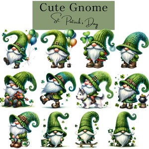 St Patricks Day Gnomes Clipart, Cute Shamrock Clipart, Watercolor ...