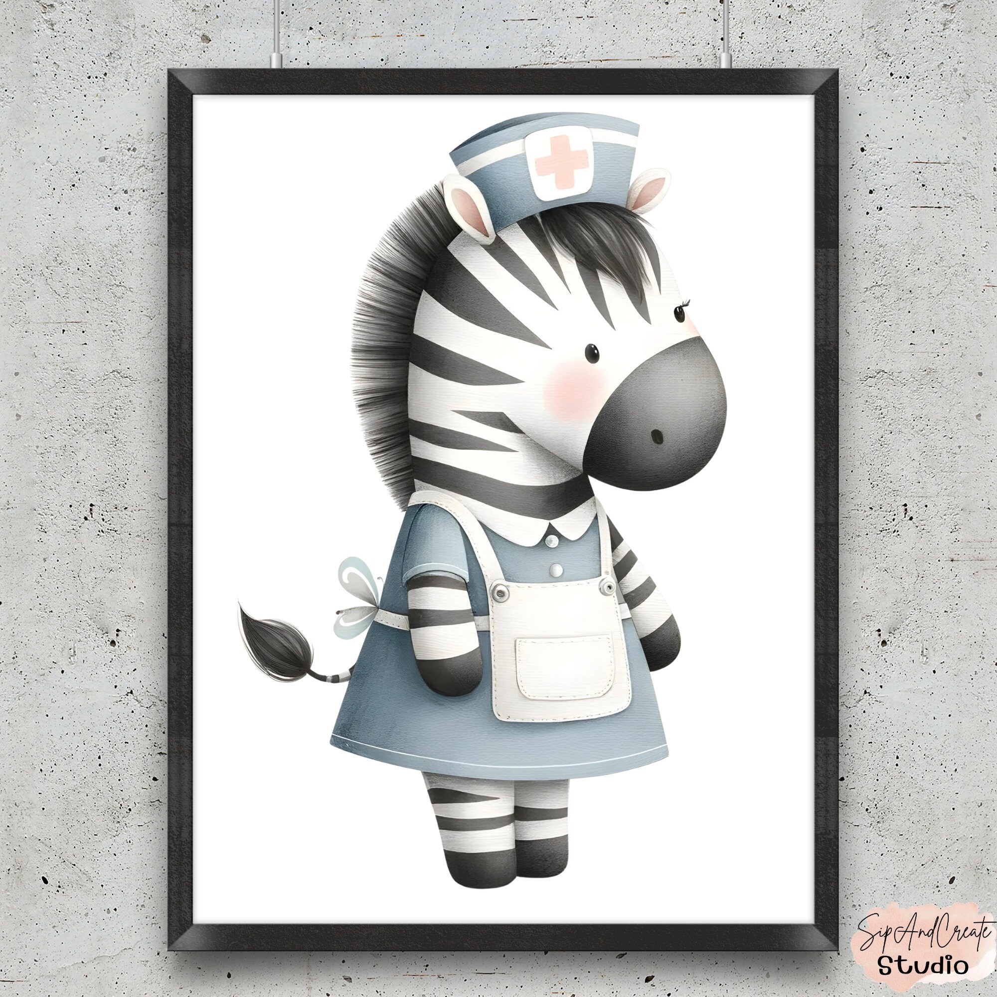 Cute Nurse Animal Clipart, Watercolor Nursing Themed Digital Art ...