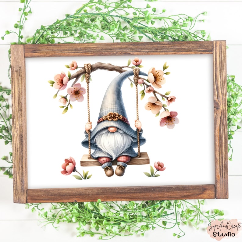 Garden Gnome Watercolor Clipart, Cute Gnomes Digital Art, Printable ...