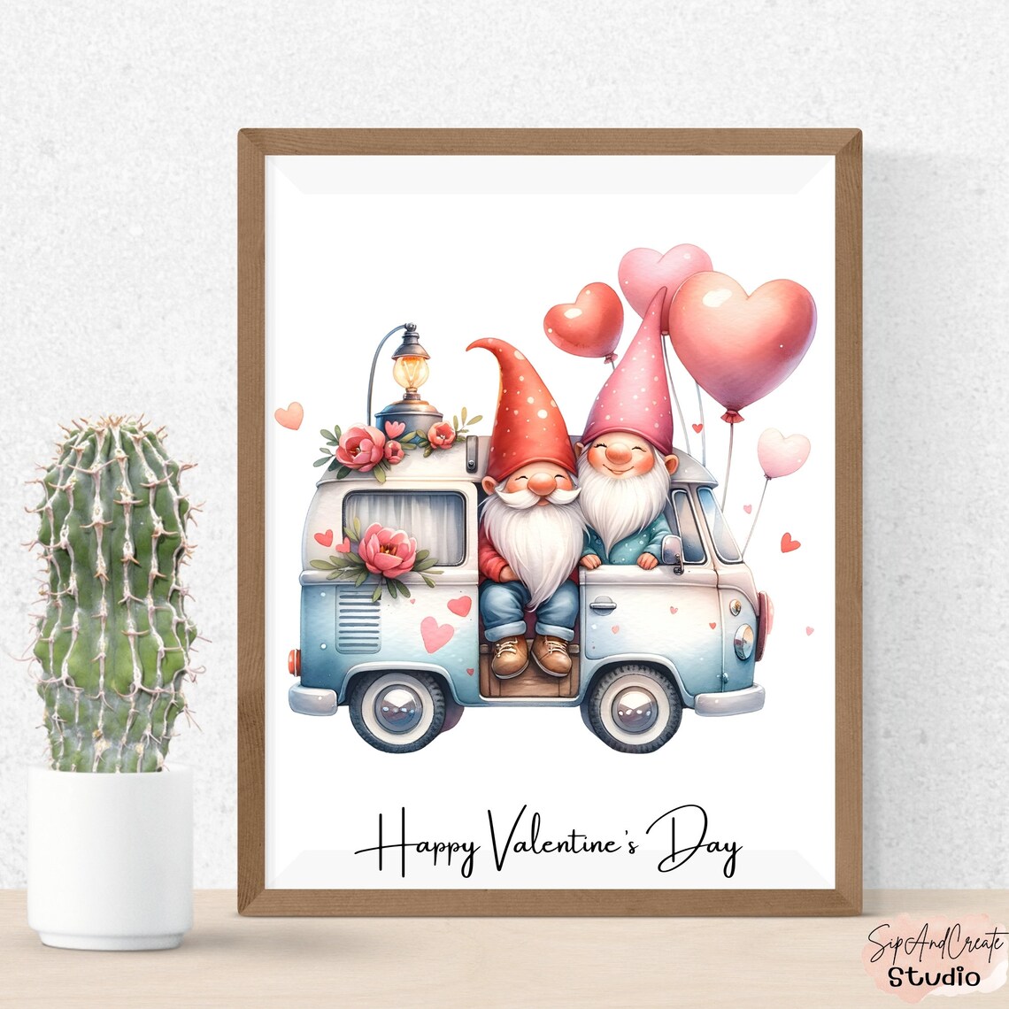 Cute Gnome Valentine, Gnome Clipart PNG, Gnome Watercolor, Valentines ...