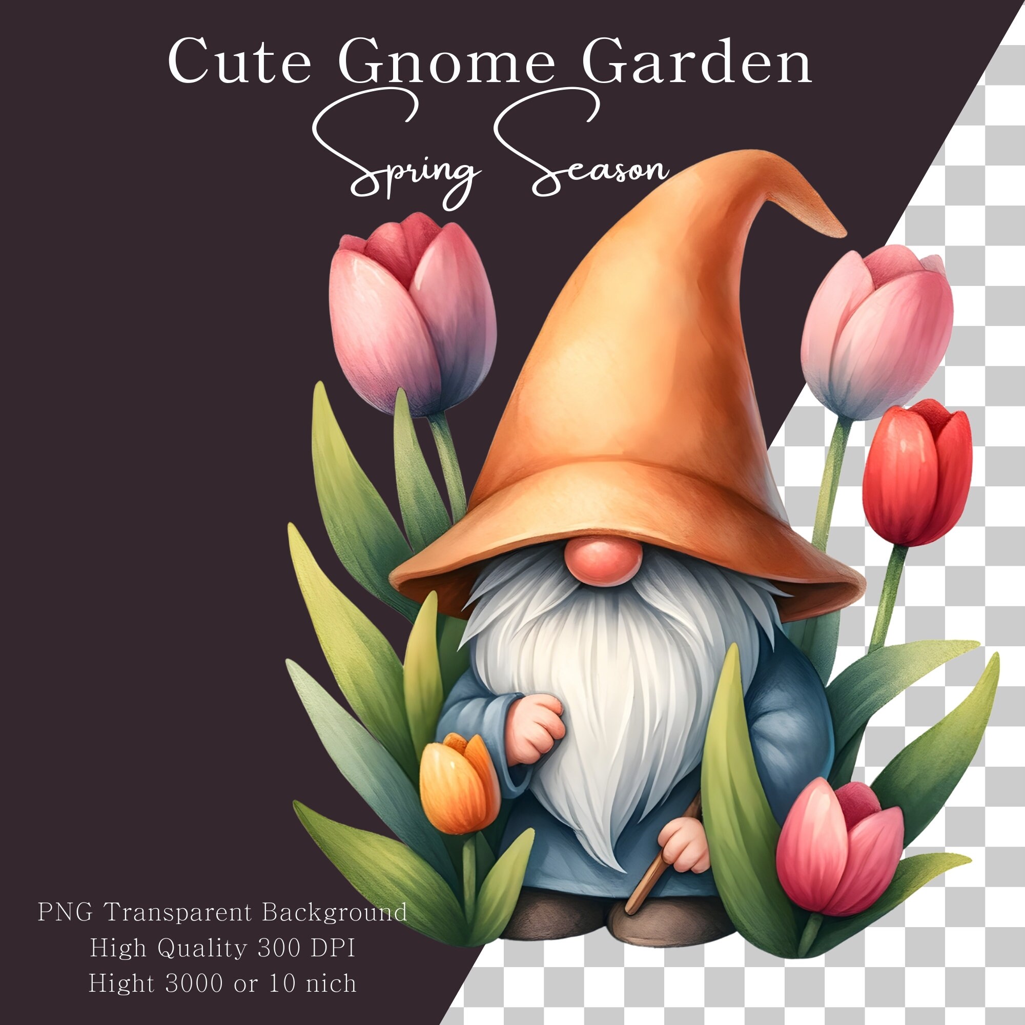 Garden Gnome Watercolor Clipart, Cute Gnomes Digital Art, Printable ...