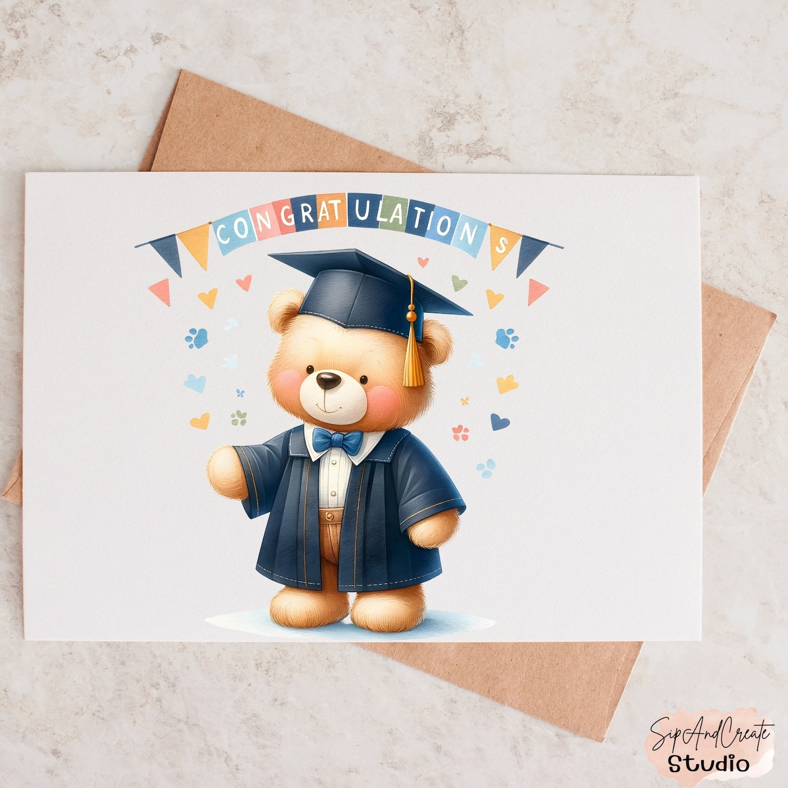 Teddy Bear Graduation Watercolor Clipart, Instant Digital Download ...