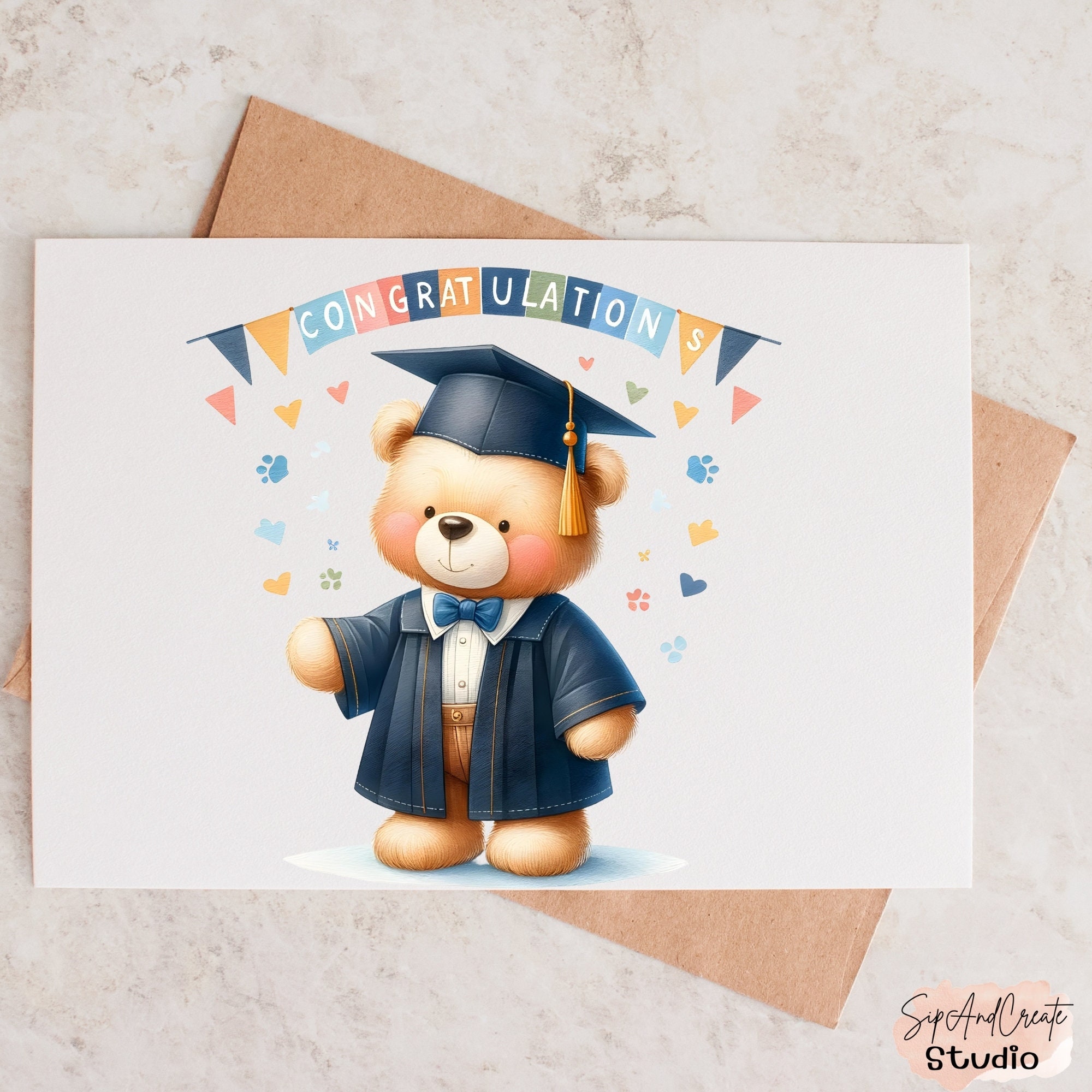 Teddy Bear Graduation Watercolor Clipart, Instant Digital Download ...