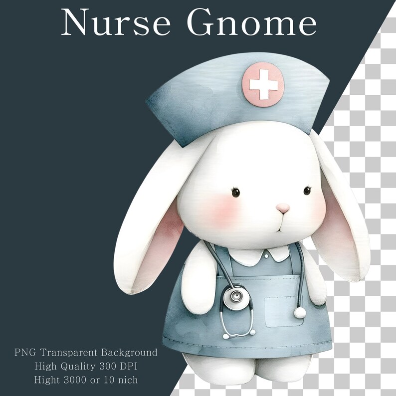 Cute Nurse Animal Clipart, Watercolor Nursing Themed Digital Art ...