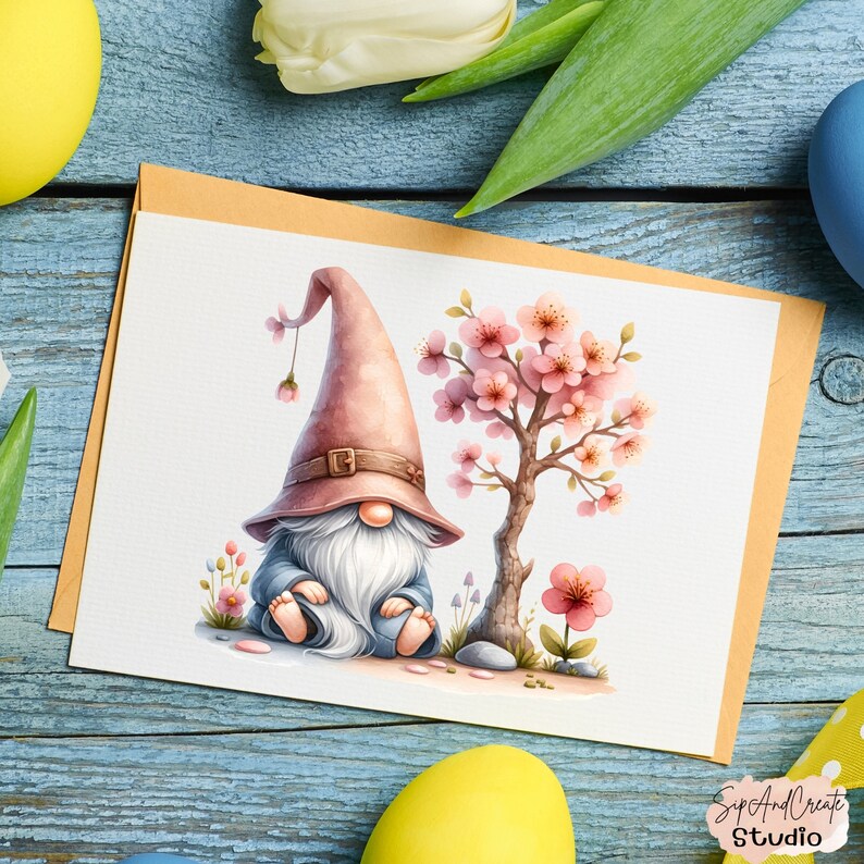 Garden Gnome Watercolor Clipart, Cute Gnomes Digital Art, Printable ...