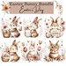 Boho Easter Bunny Clipart Bundle, Watercolor Rabbit & Floral Elements ...