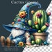 Cactus Gnome Watercolor Clipart: Garden Art PNG for Crafts Decor ...