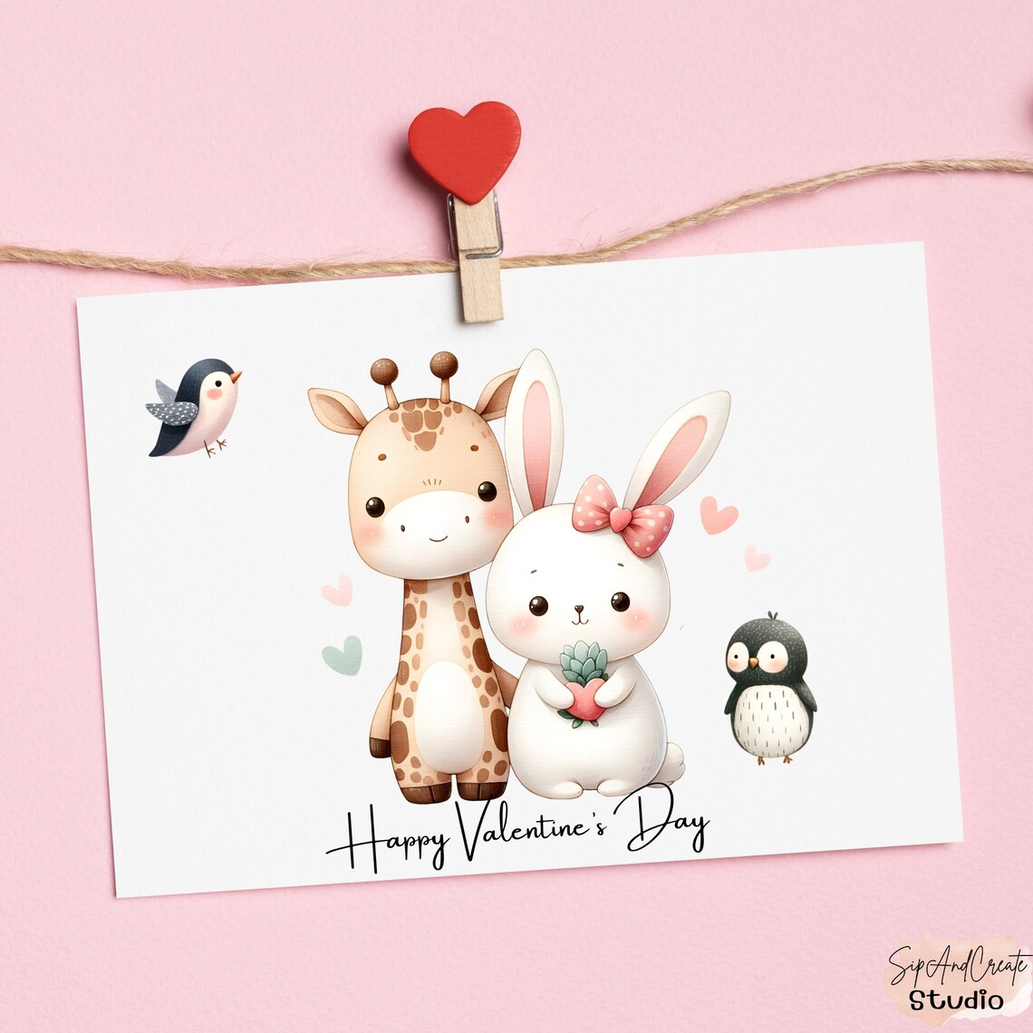 Cute Animals Valentine, Animal Watercolor Clipart, Animal Couple ...