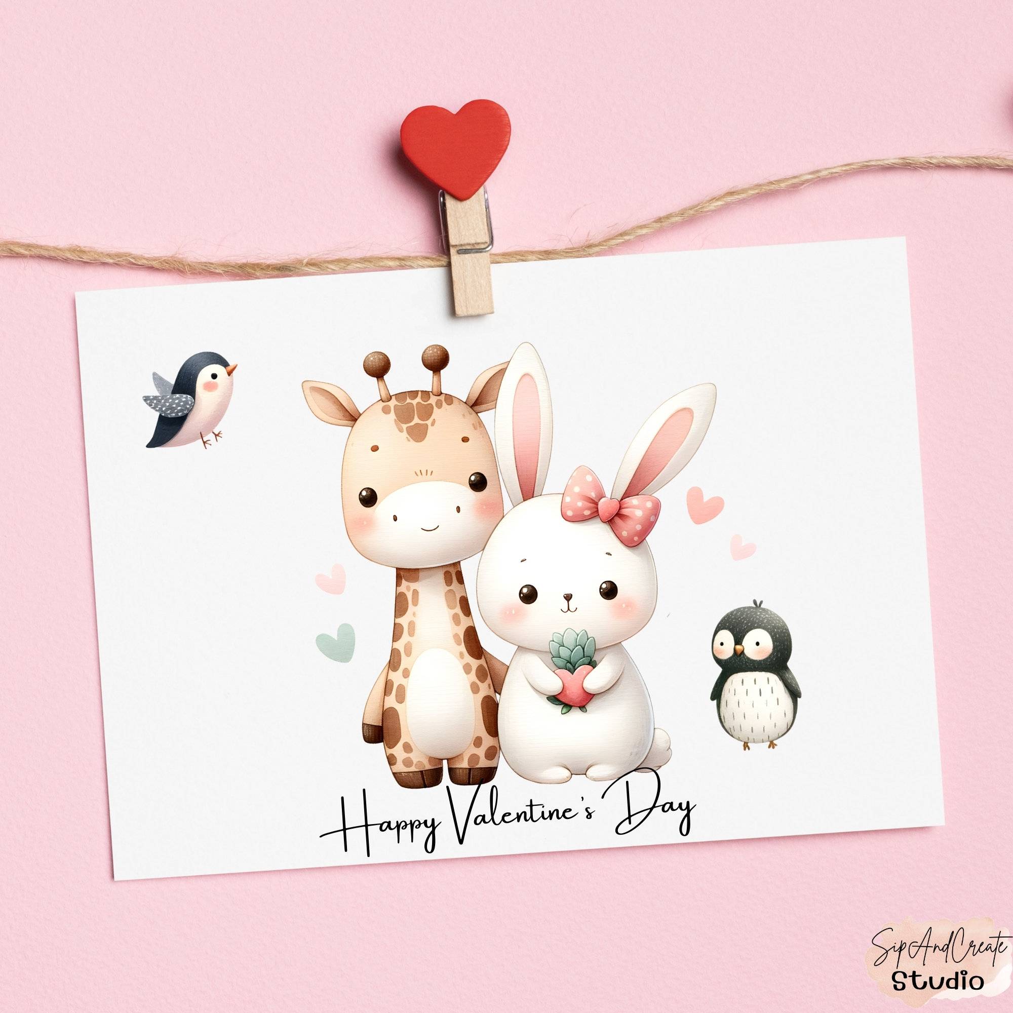 Cute Animals Valentine, Animal Watercolor Clipart, Animal Couple ...