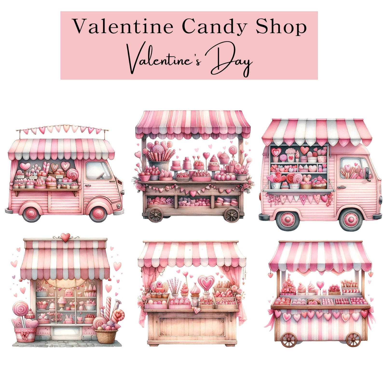 Valentine Shop Clipart, Valentine Candy PNG, Valentine Love PNG, Heart ...
