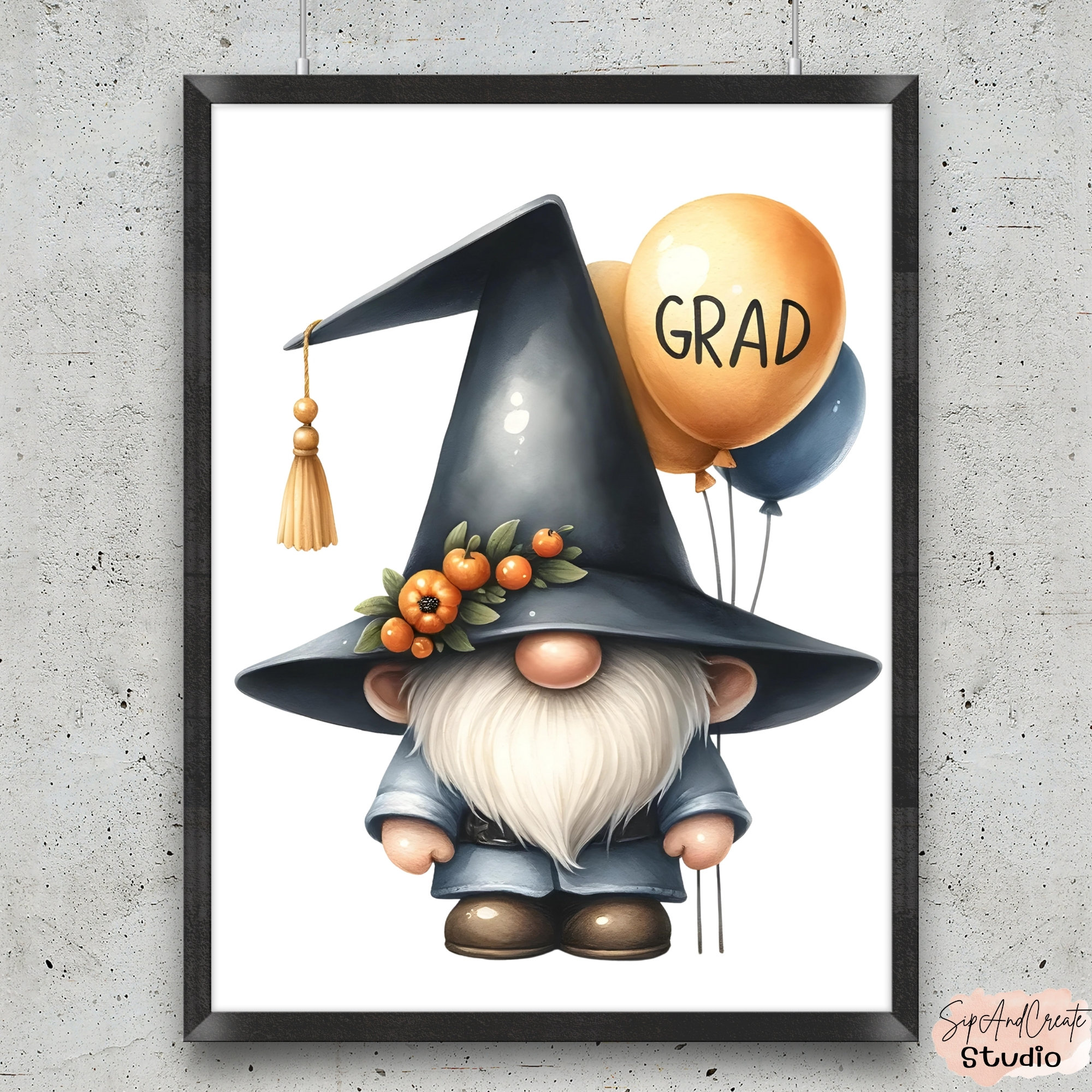 Graduation Gnome Clipart, Watercolor Gnome Digital Download for ...