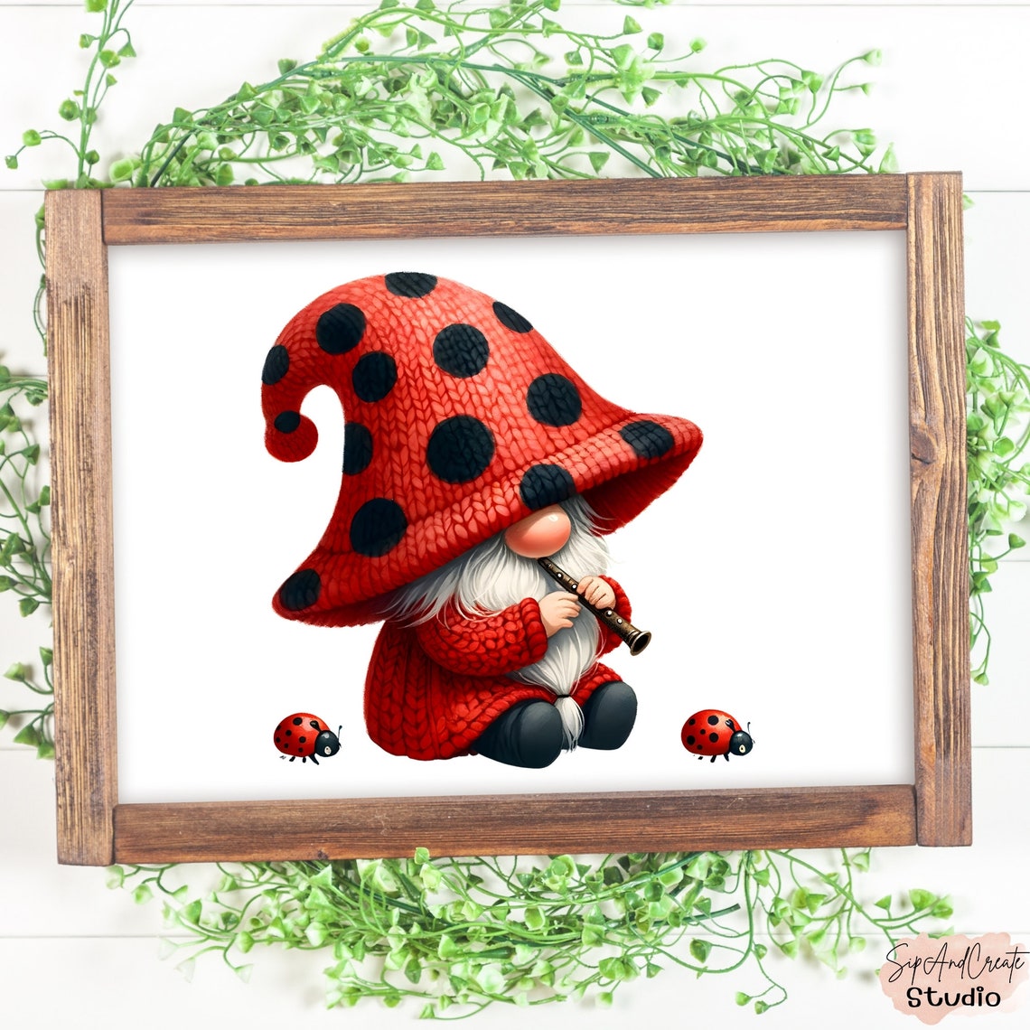 Ladybug Gnome Watercolor Clipart, Ladybug Gnome PNG Bundle, Charming ...