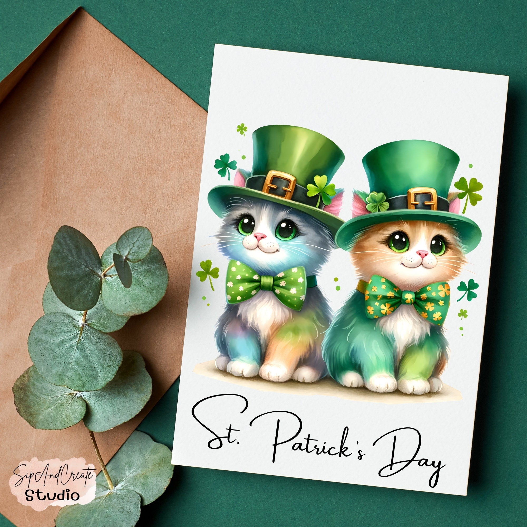 St Patricks Day Animal Clipart, Cute Shamrock Clipart, Watercolor ...