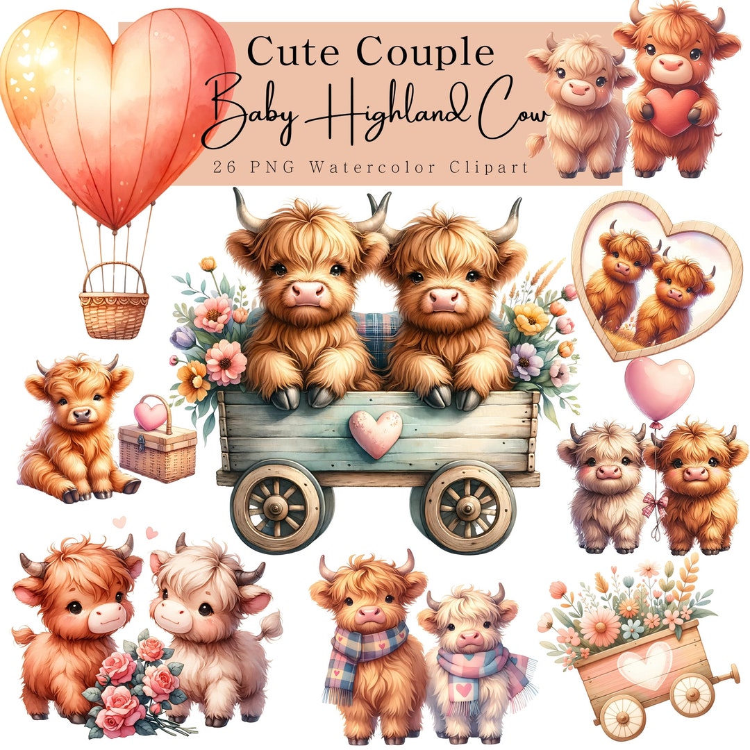 Cute Highland Cow PNG, Highland Cow Clipart, Highland Cow Baby Shower ...