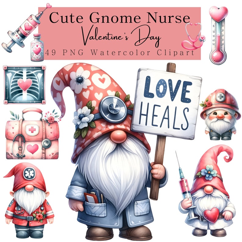 Gnome Nurse PNG, Gnome Doctor, Nurse Valentine PNG, Nurse Life Clipart ...