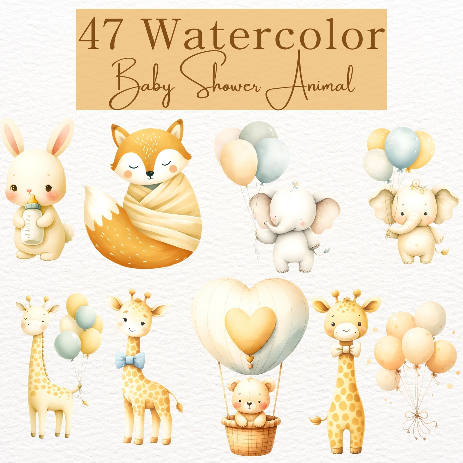 Baby Shower Watercolor Clipart, Baby Milestone PNG, Elephant Baby ...