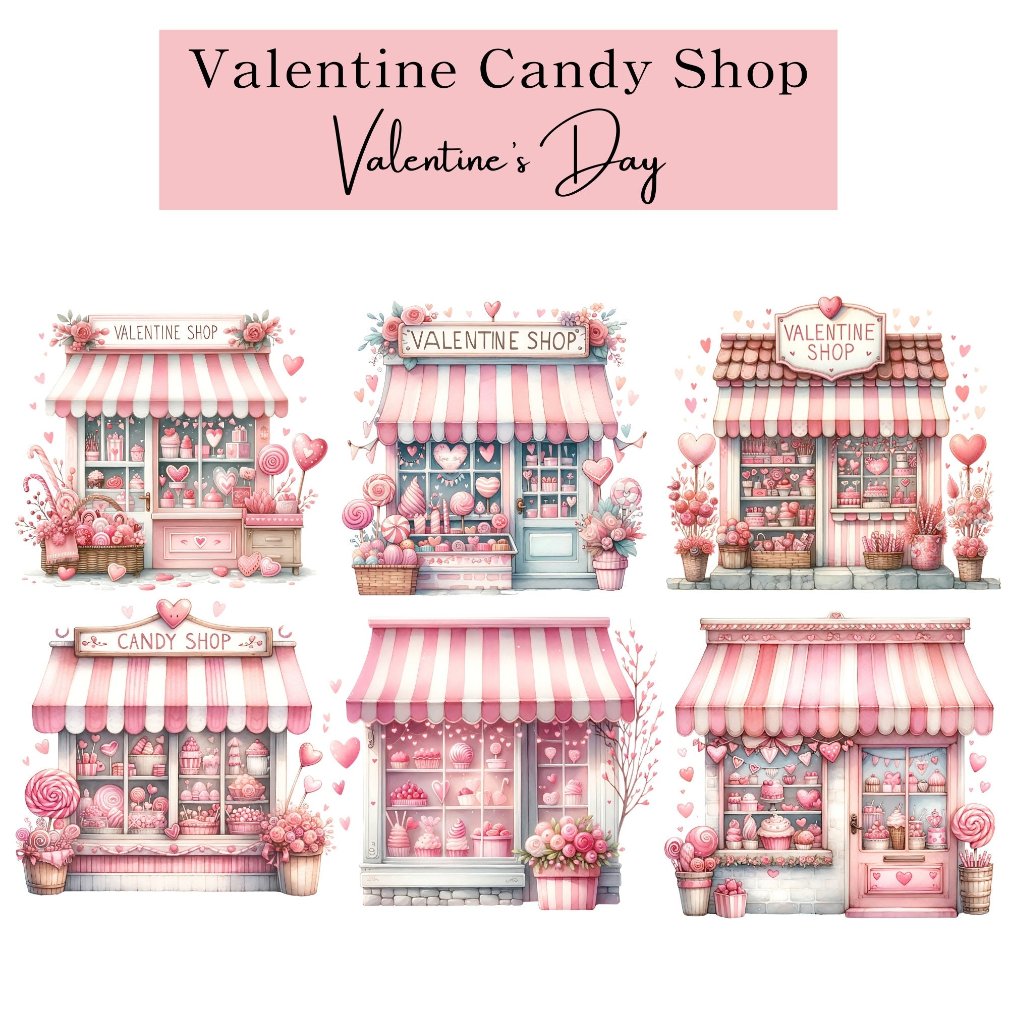 Valentine Shop Clipart, Valentine Candy PNG, Valentine Love PNG, Heart ...