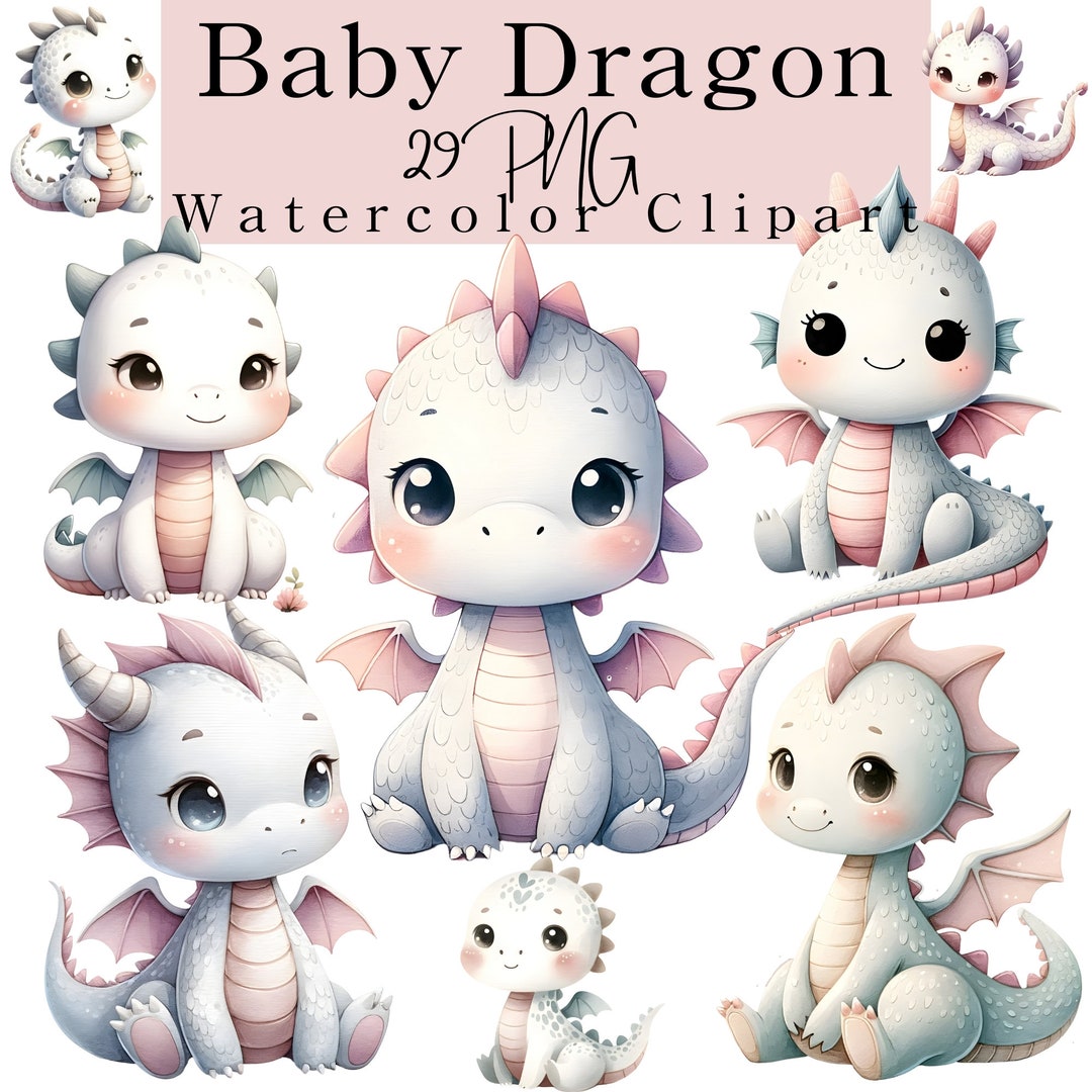 Baby Dragon Watercolor Clipart, Instant Digital Download, Mystical ...