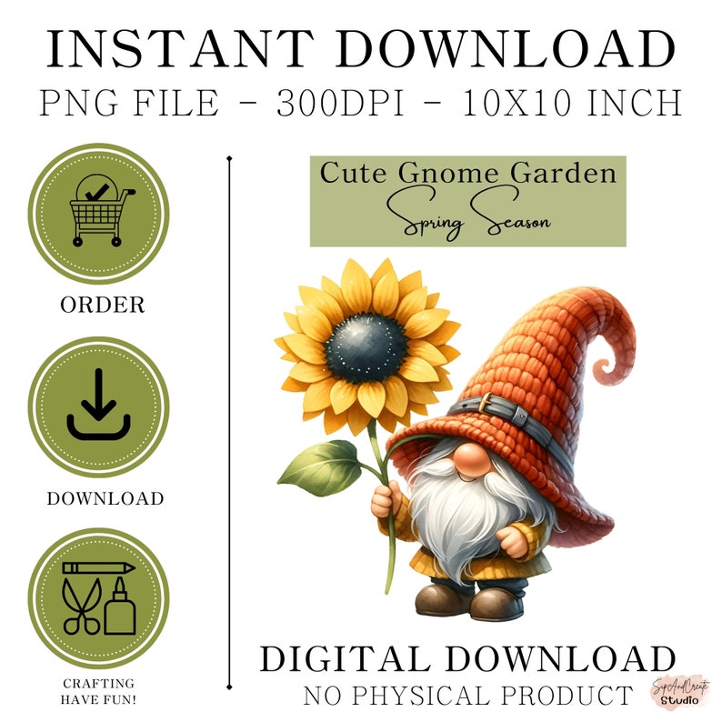 Garden Gnome Watercolor Clipart, Cute Gnomes Digital Art, Printable ...